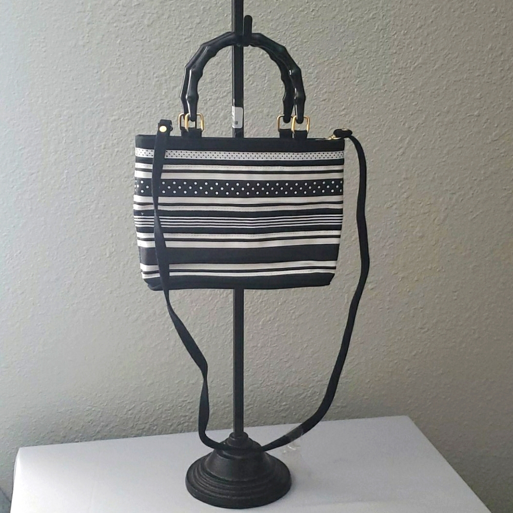 Tiannl Cute Black &White Striped & Polka-Dot Purse - Gem